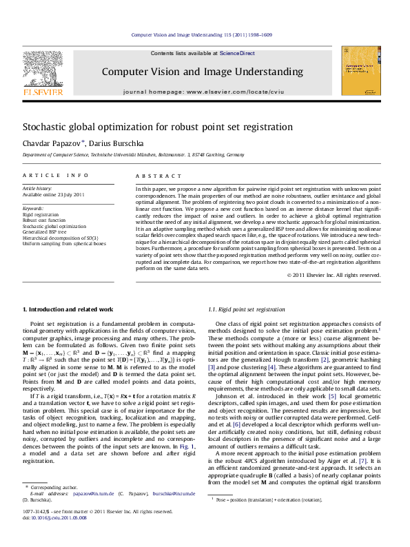 (PDF) Stochastic global optimization for robust point set registration (PDF) Stochastic global optimization for robust point set registration