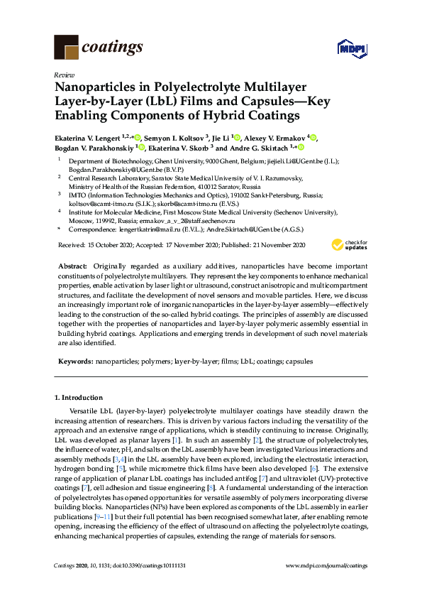 (PDF) Nanoparticles in Polyelectrolyte Multilayer Layer-by-Layer (LbL ...