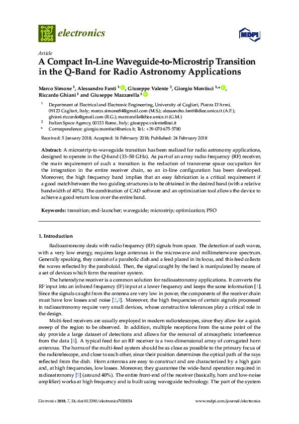 (PDF) A Compact In-Line Waveguide-to-Microstrip Transition in the Q ...