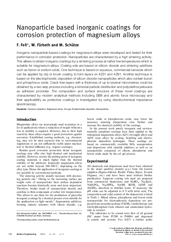 (PDF) Nanoparticle based inorganic coatings for corrosion protection of magnesium alloys