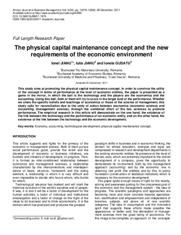(PDF) The physical capital maintenance concept and the new requirements ...