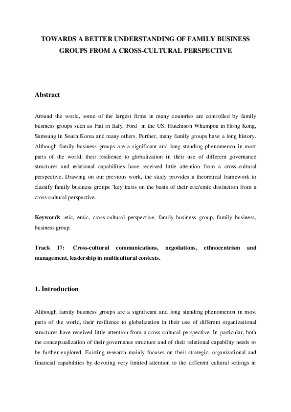 (PDF) Towards a better understanding of Family Business Groups and ...