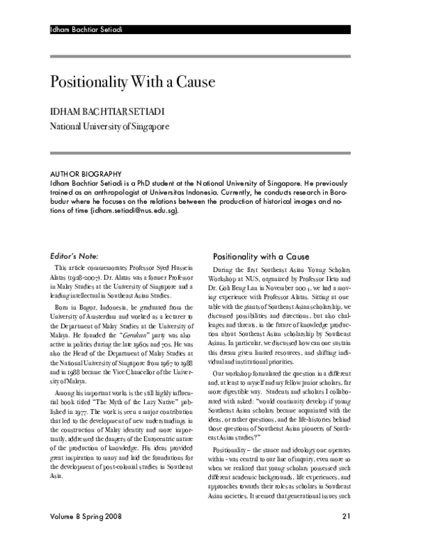 (PDF) Positionality with a cause