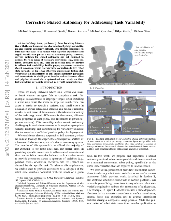 (PDF) Corrective Shared Autonomy for Addressing Task Variability ...