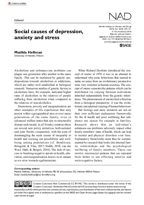 (PDF) Social causes of depression, anxiety and stress