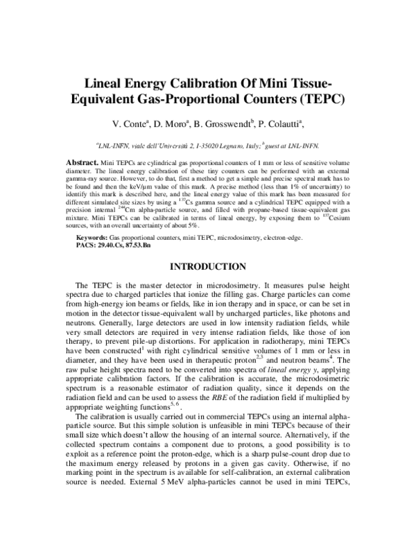 (PDF) Lineal energy calibration of mini tissue-equivalent gas ...