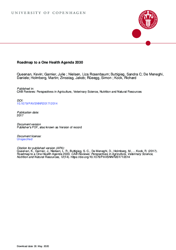 (PDF) Roadmap to a One Health agenda 2030