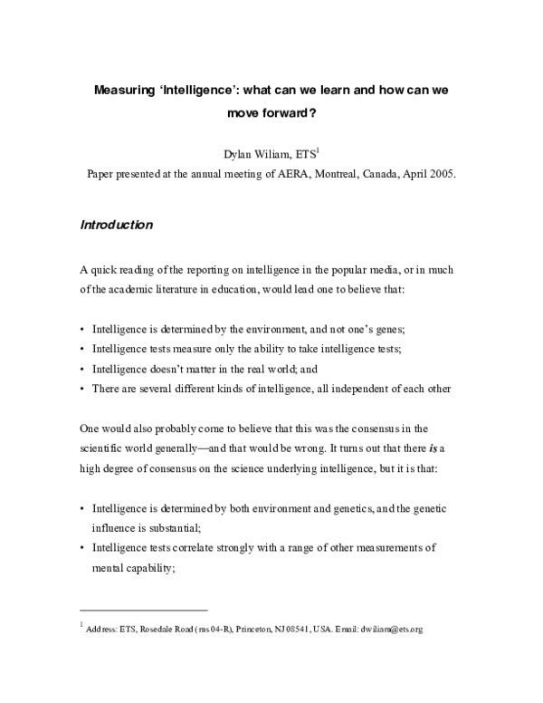 (PDF) Measuring ‘ Intelligence ’ : what can we learn and how can we ...