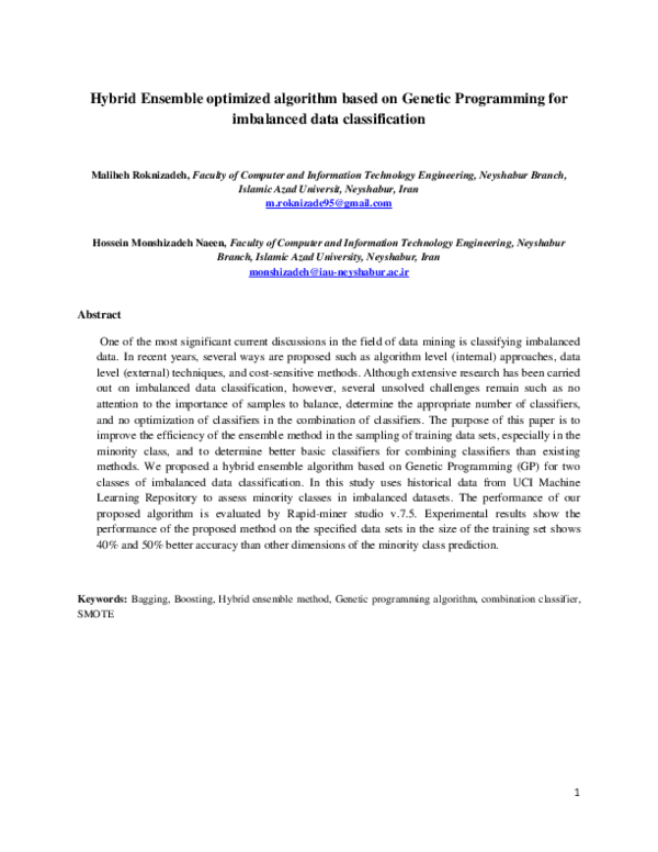 (PDF) Hybrid Ensemble optimized algorithm based on Genetic Programming ...