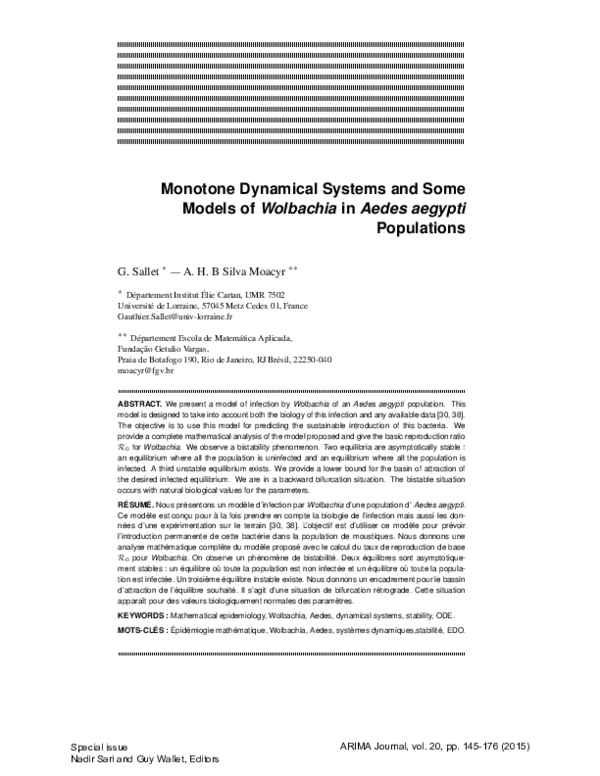 (PDF) Monotone Dynamical Systems and Some Models of Wolbachia in Aedes aegypti Populations ...