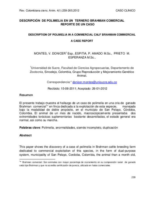 (PDF) Descripción de Polimelia en un ternero Brahman comercial reporte ...