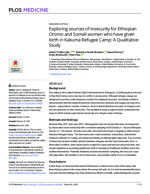(PDF) Exploring sources of insecurity for Ethiopian Oromo and Somali ...