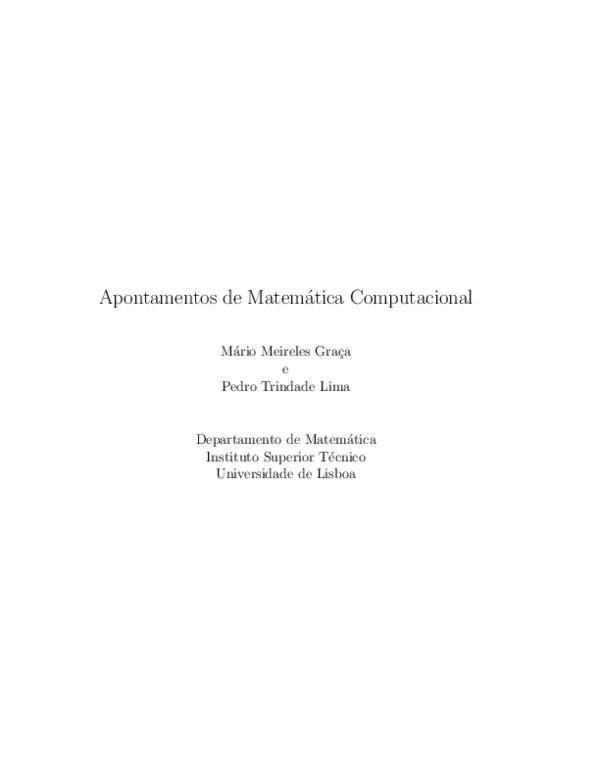 (PDF) Apontamentos de Matemática Computacional
