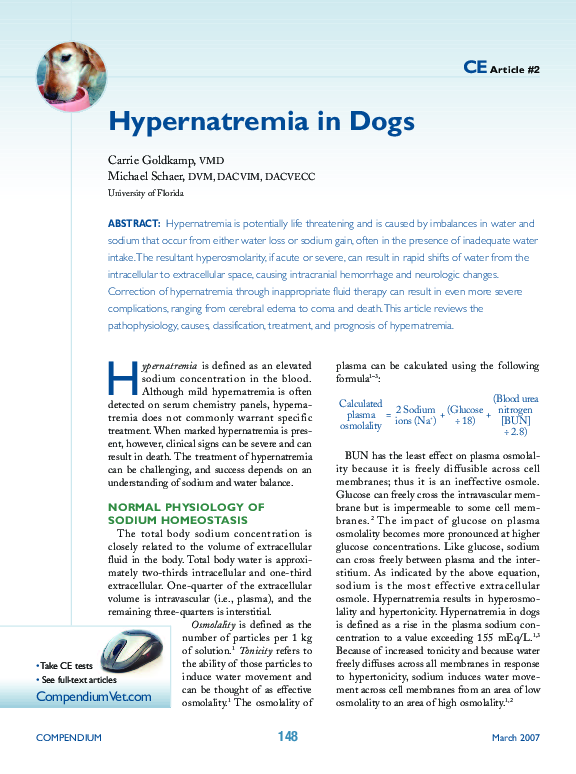 (PDF) Hypernatremia in dogs