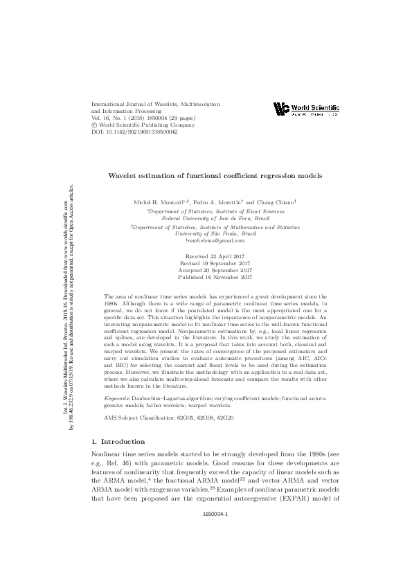 Pdf Wavelet Estimation Of Functional Coefficient Regression Models