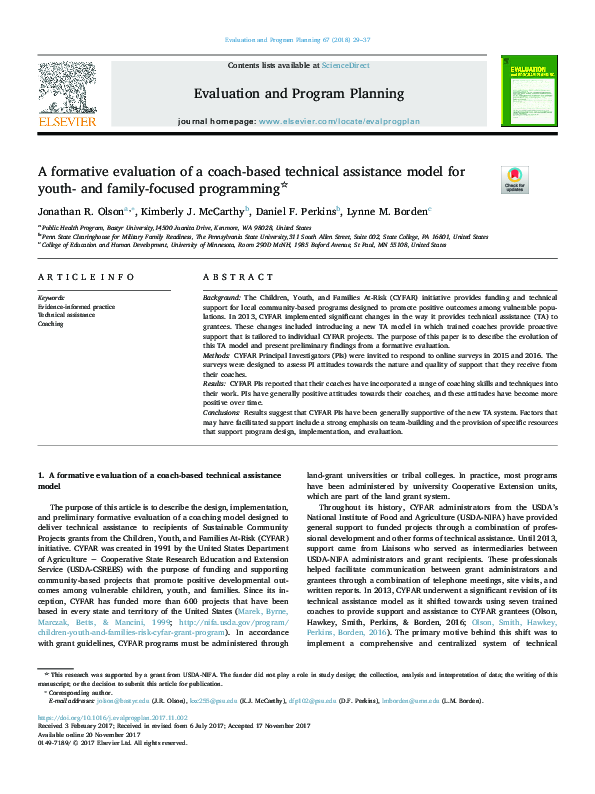 (PDF) A formative evaluation of a coach-based technical assistance ...