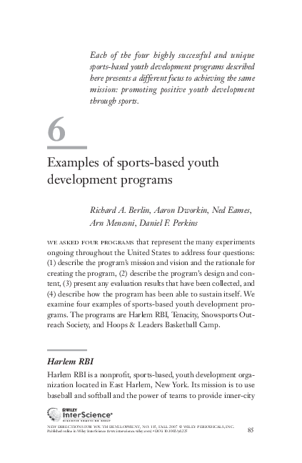 (PDF) Examples of sports‐based youth development programs
