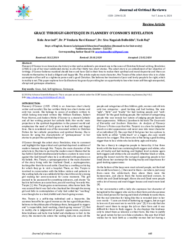 (PDF) Grace Through Grotesque in Flannery O’Connor’s Revelation