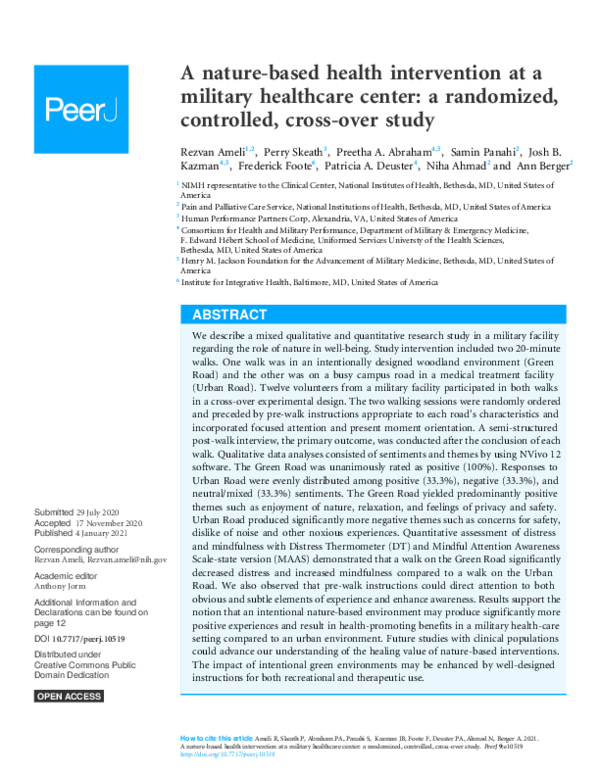 (PDF) A nature-based health intervention at a military healthcare ...