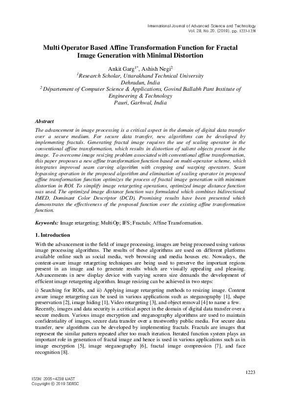 (PDF) Multi Operator Based Affine Transformation Function for Fractal ...