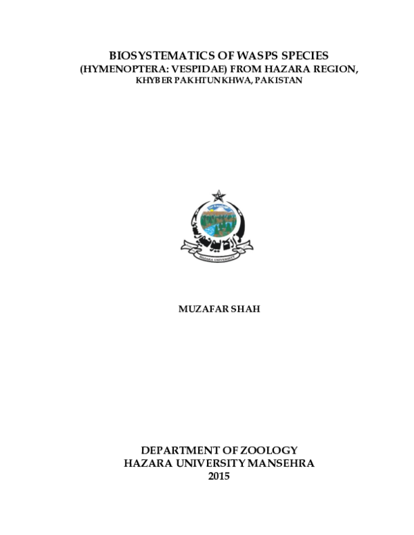 (PDF) Biosystematics of Wasps Species (Hymenoptera: Vespidae) from ...