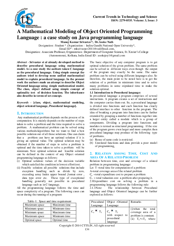 (PDF) A Mathematical Modeling of Object Oriented Programming Language : a case study on Java ...