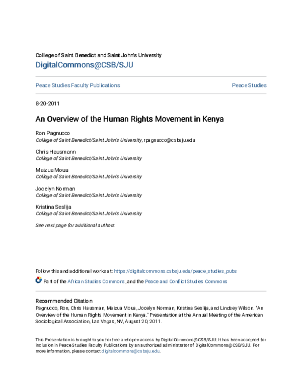 (PDF) An Overview of the Human Rights Movement in Kenya