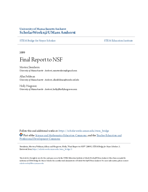 (PDF) Final Report to NSF