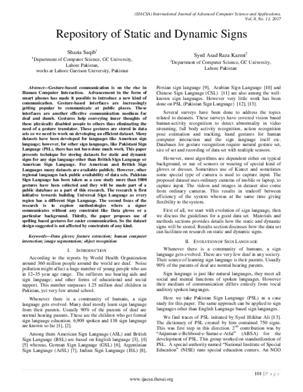 (PDF) Repository of Static and Dynamic Signs