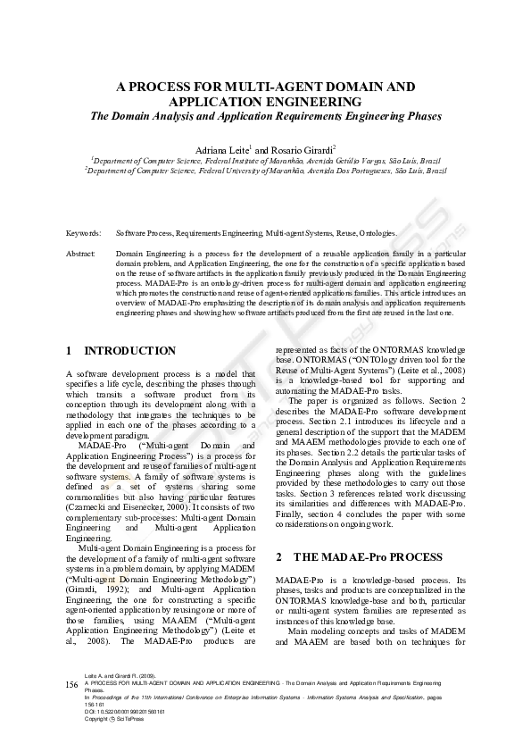 (PDF) A Process for Multi-agent Domain and Application Engineering ...