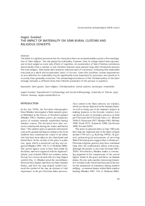 (PDF) The Impact of Materiality on Sámi Burial Customs and Religious ...