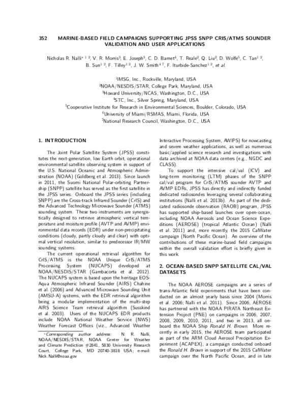 (PDF) 352 Marine-Based Field Campaigns Supporting JPSS SNPP Cris/Atms ...