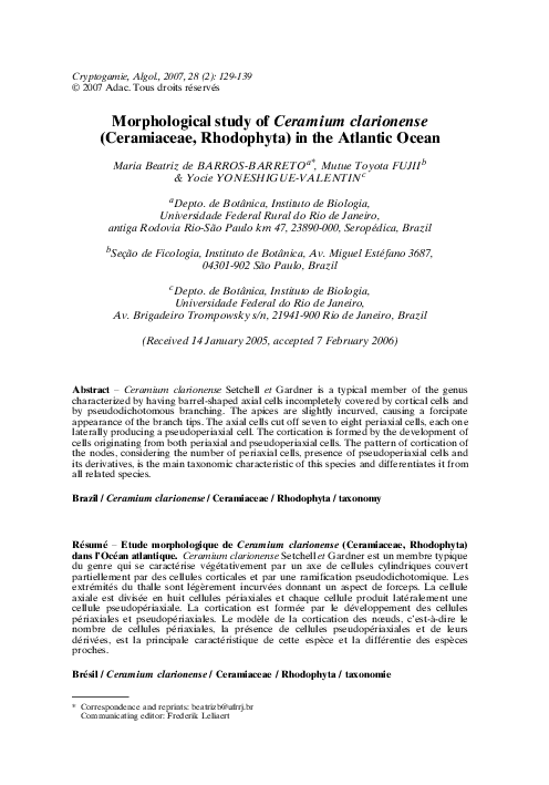 (PDF) Morphological study of Ceramium clarionense (Ceramiaceae ...