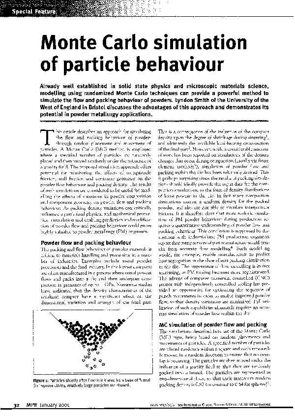 (PDF) Monte Carlo simulation of particle behaviour