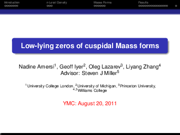 (PDF) Low-lying Zeros of Cuspidal Maass Forms