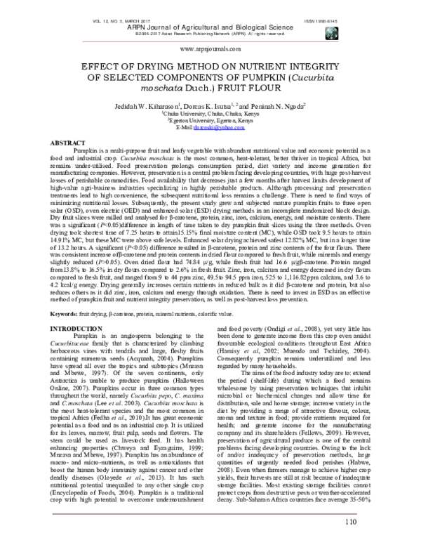 (PDF) Effect of Drying Method on Nutrient Integrity of Selected ...