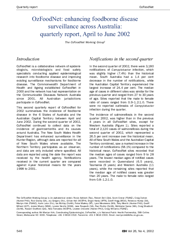 (PDF) OzFoodNet: enhancing foodborne disease surveillance across ...