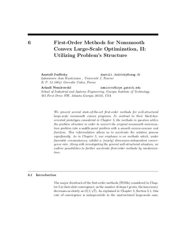 Pdf First Order Methods For Nonsmooth Convex Large Scale Optimization I General Purpose