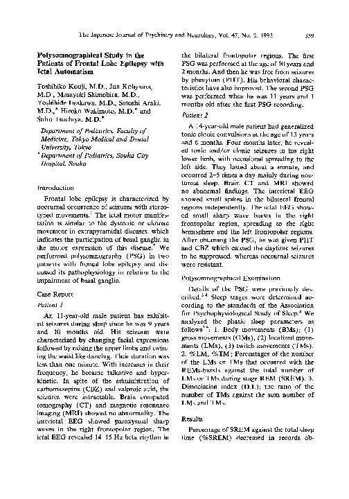 (PDF) Polysomnographical Study in the Patients of Frontal Lobe Epilepsy ...