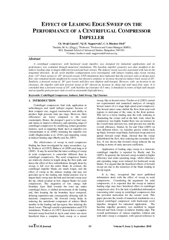 (PDF) Effect of Leading Edge Sweep on the Performance of a Centrifugal ...