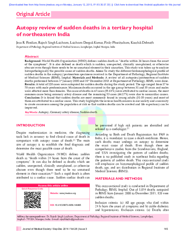 (PDF) Autopsy review of sudden deaths in a tertiary hospital of ...
