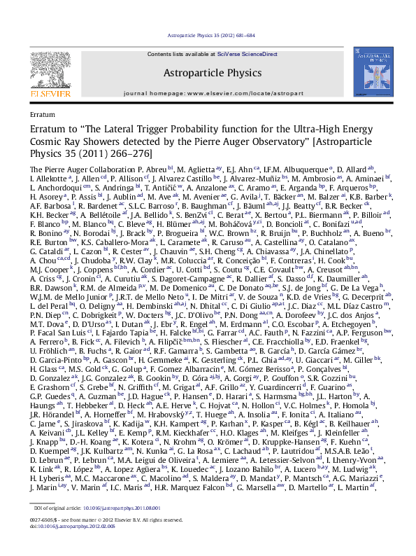 The Lateral Trigger Probability function for the Ultra-High Energy ...