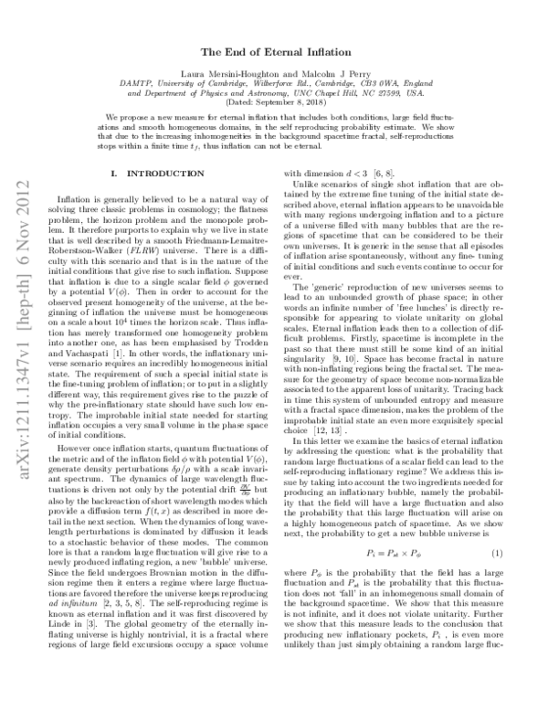 (PDF) The end of eternal inflation