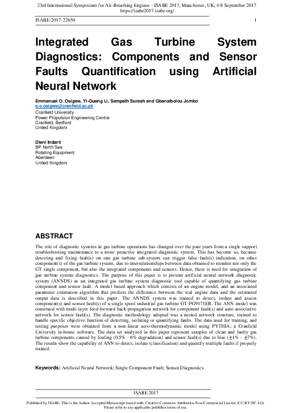 (PDF) Integrated gas turbine system diagnostics: components and sensor faults quantification ...