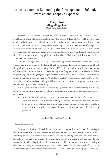 (PDF) Lessons Learned: Supporting the Development of Reflective ...