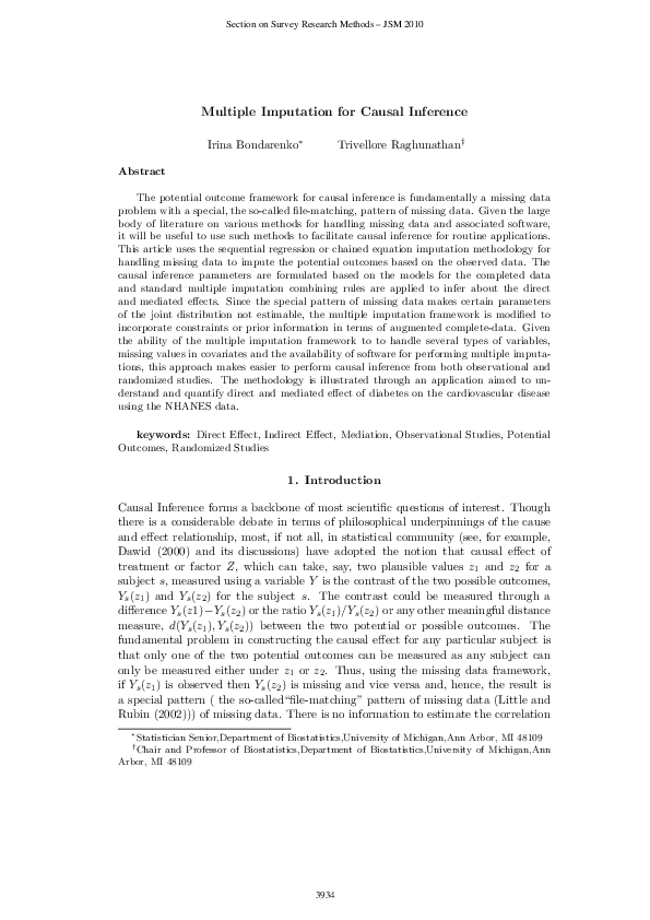 (PDF) Multiple Imputation for Causal Inference