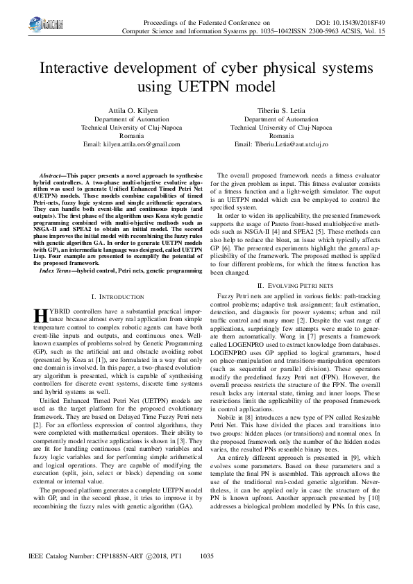 (PDF) Interactive Development of Cyber Physical Systems Using UETPN ...
