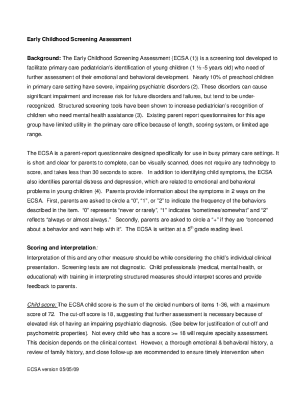 (PDF) Early Childhood Screening Assessment