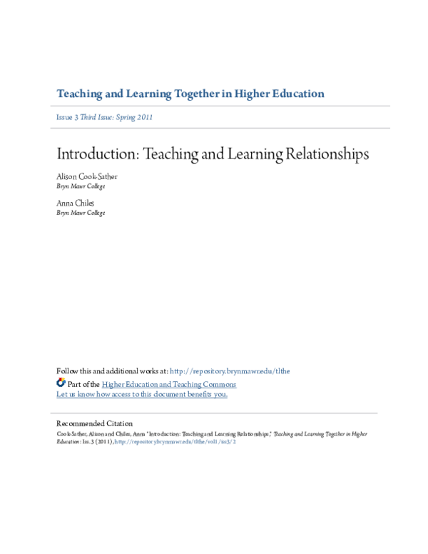 (PDF) Teaching and Learning Together in Higher Education