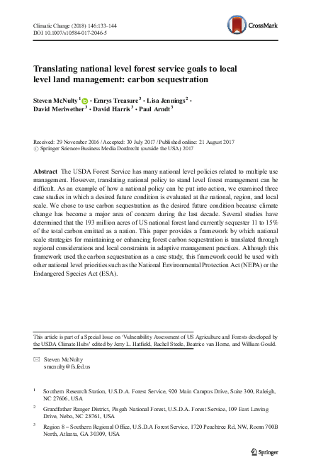 (PDF) Translating national level forest service goals to local level ...